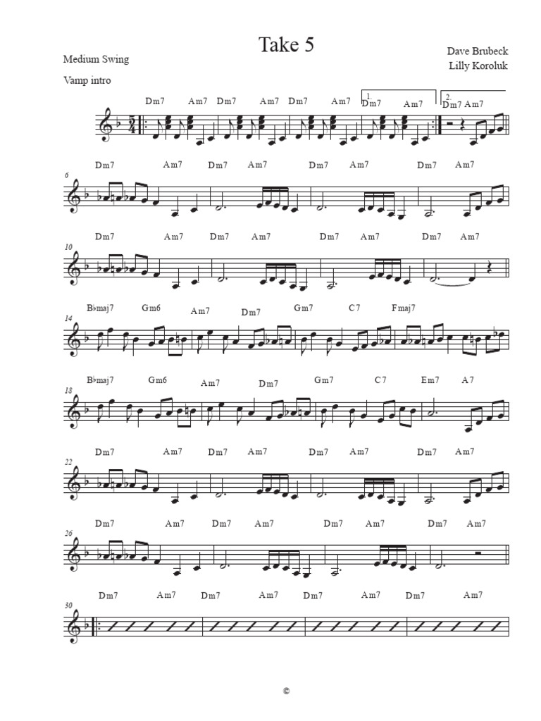 Take 5 - Score | PDF