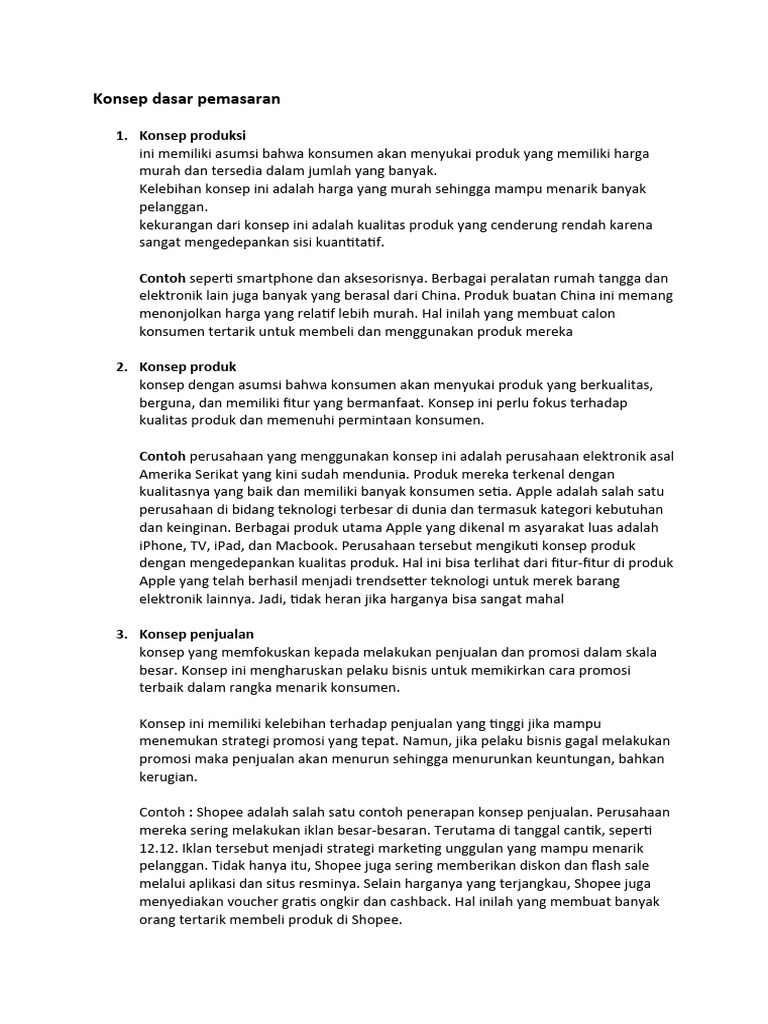 Konsep Dasar Pemasaran: 5 Strategi Utama | PDF
