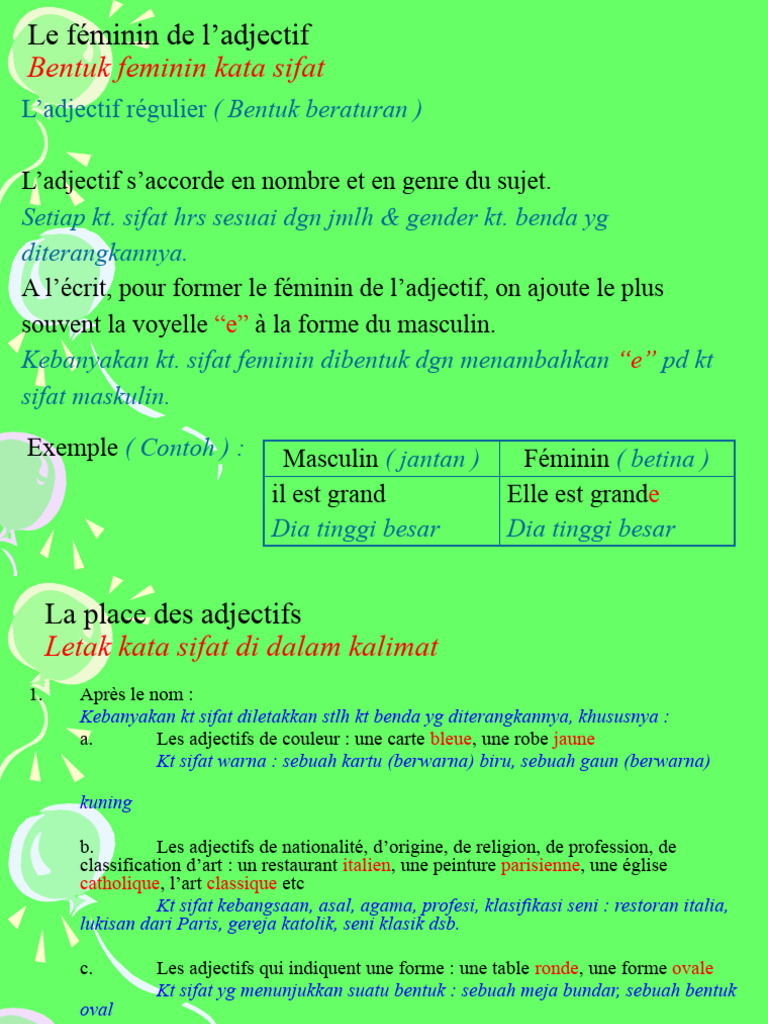 Adjectifs | PDF