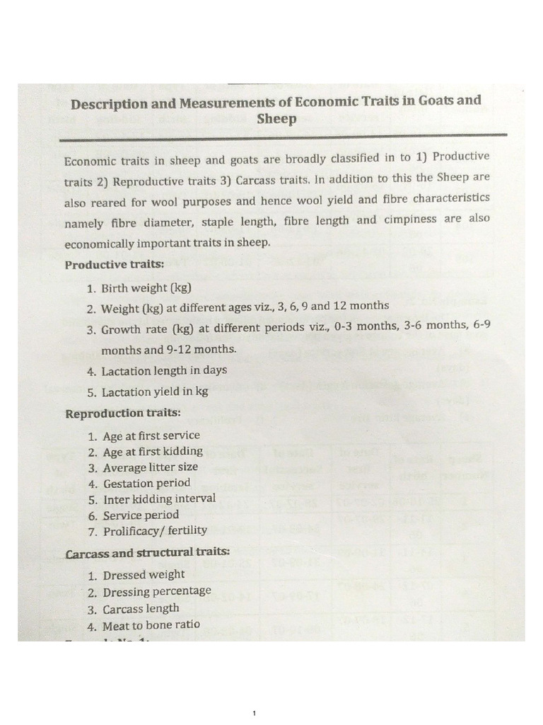 Economic Traits of Sheep and Goat by A. D. Verma AGB | PDF