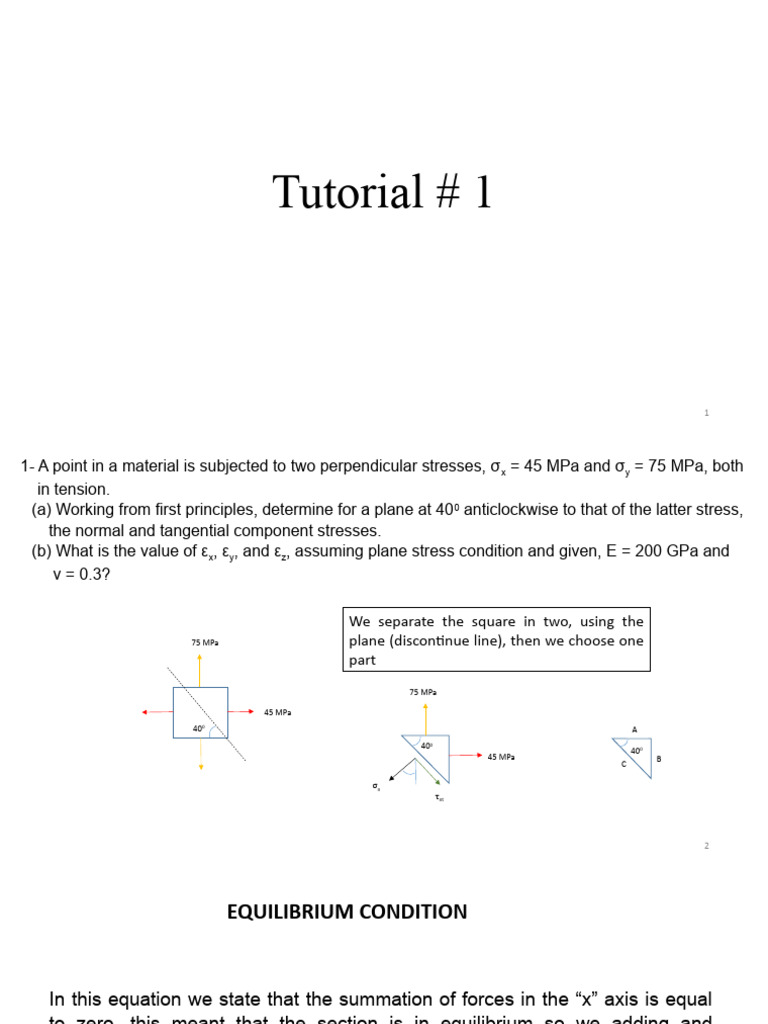 Tutorial 1 | PDF | Stress (Mechanics) | Force