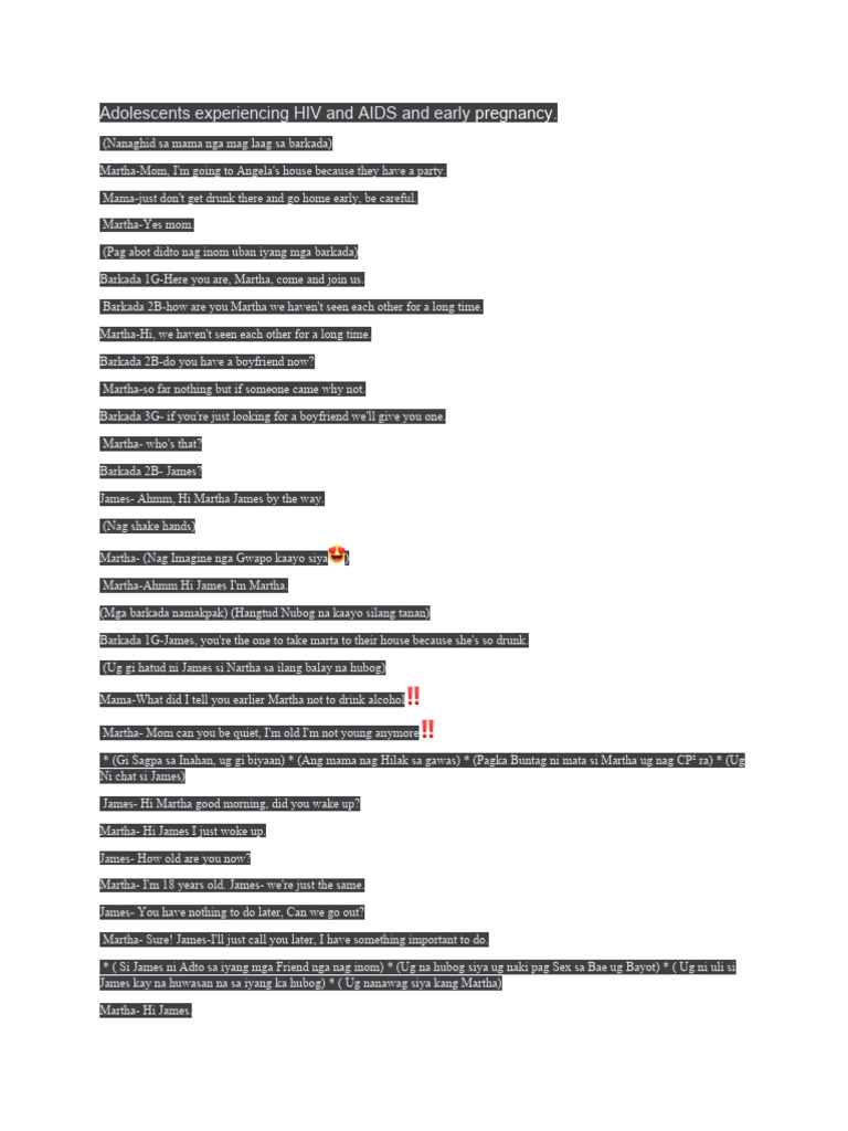 Sample Script of Our Creative Writing Project | PDF | Diseases And ...