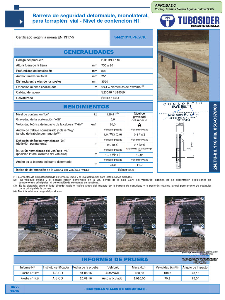Ficha Técnica - Barrera de Seguridad - H1W3 | PDF | Sector secundario de la economía | Vehículos