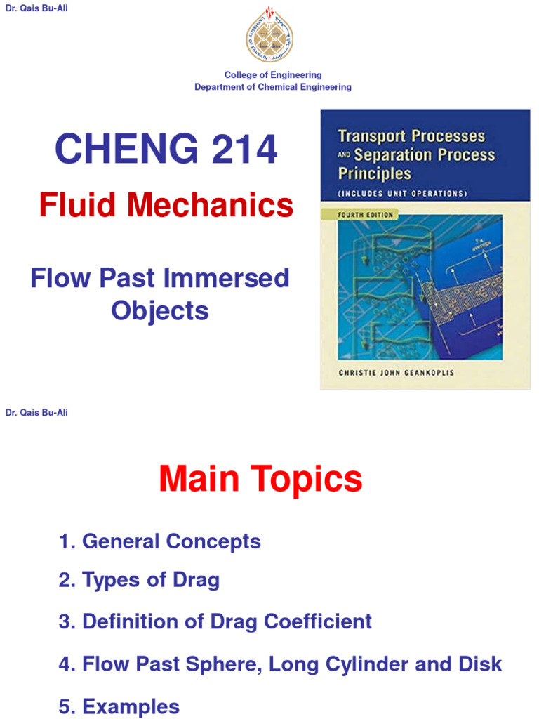 Flow Past Immersed Objectives | PDF | Fluid Dynamics | Drag (Physics)
