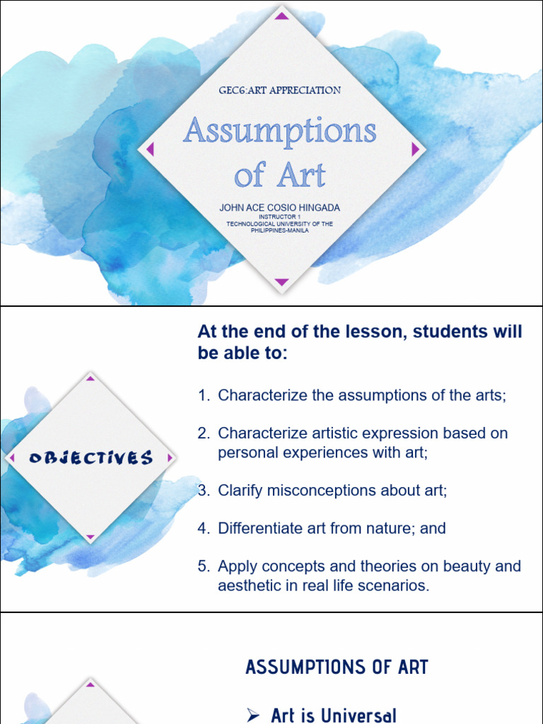 GEC6 - Lesson 2 - Assumptions of Art | PDF | Experience | Aesthetics
