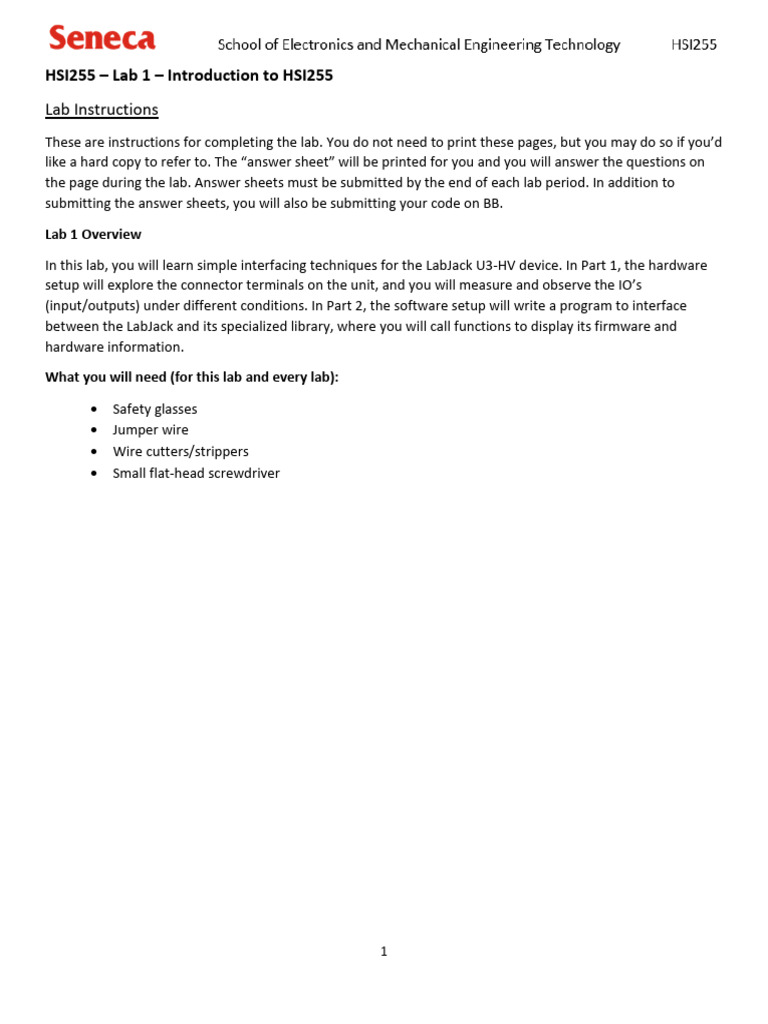 Lab 1 Instructions | PDF | Input/Output | Computer Hardware