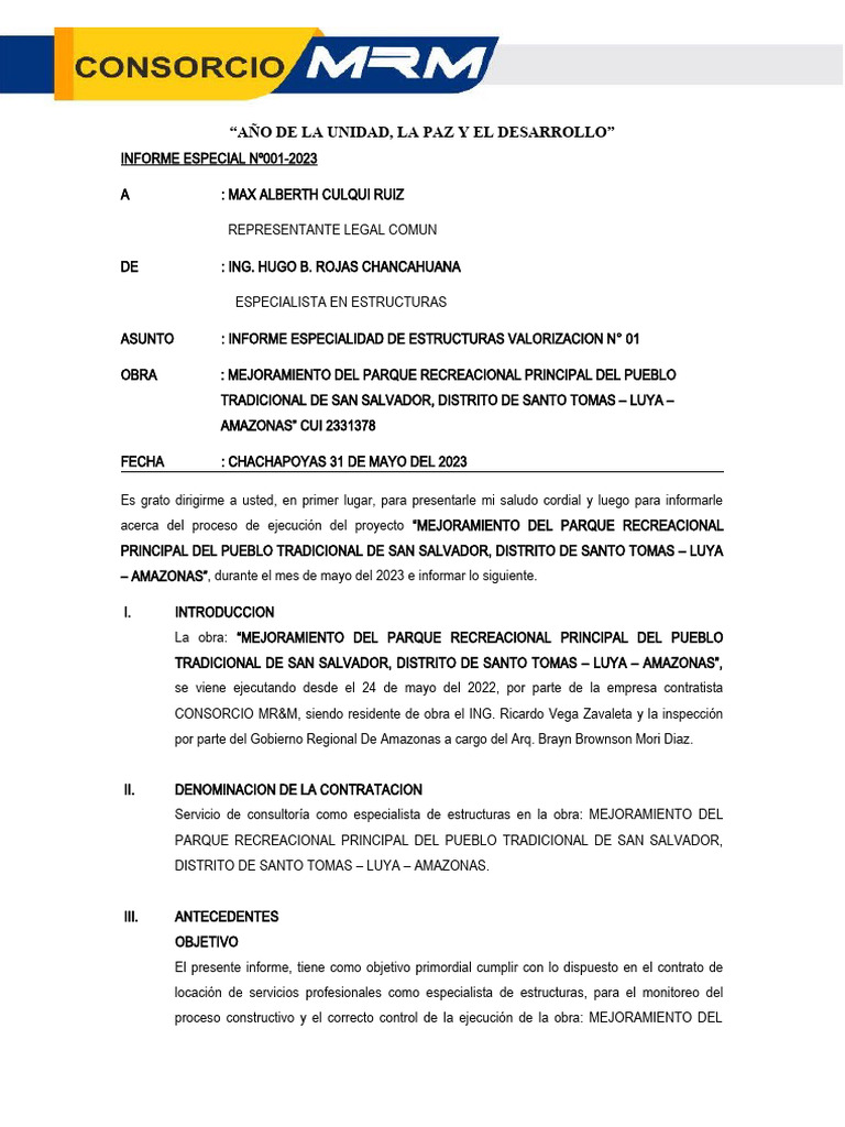 Informe Especialista Estructuras Val 01 | PDF