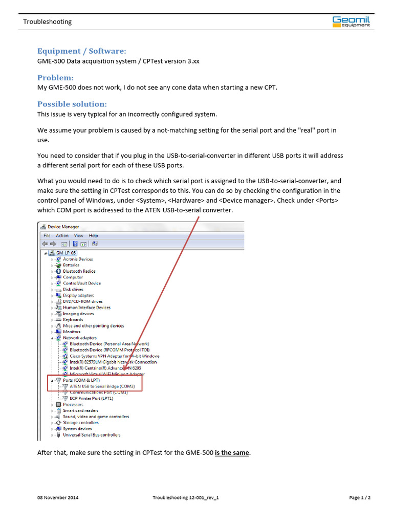 GME 500 Communication Settings | PDF