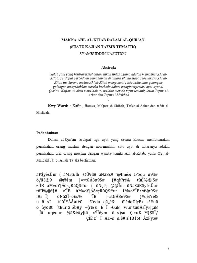 Perbedaan Ahl al-Kitab dalam Tafsir | PDF | Filsafat | Agama ...