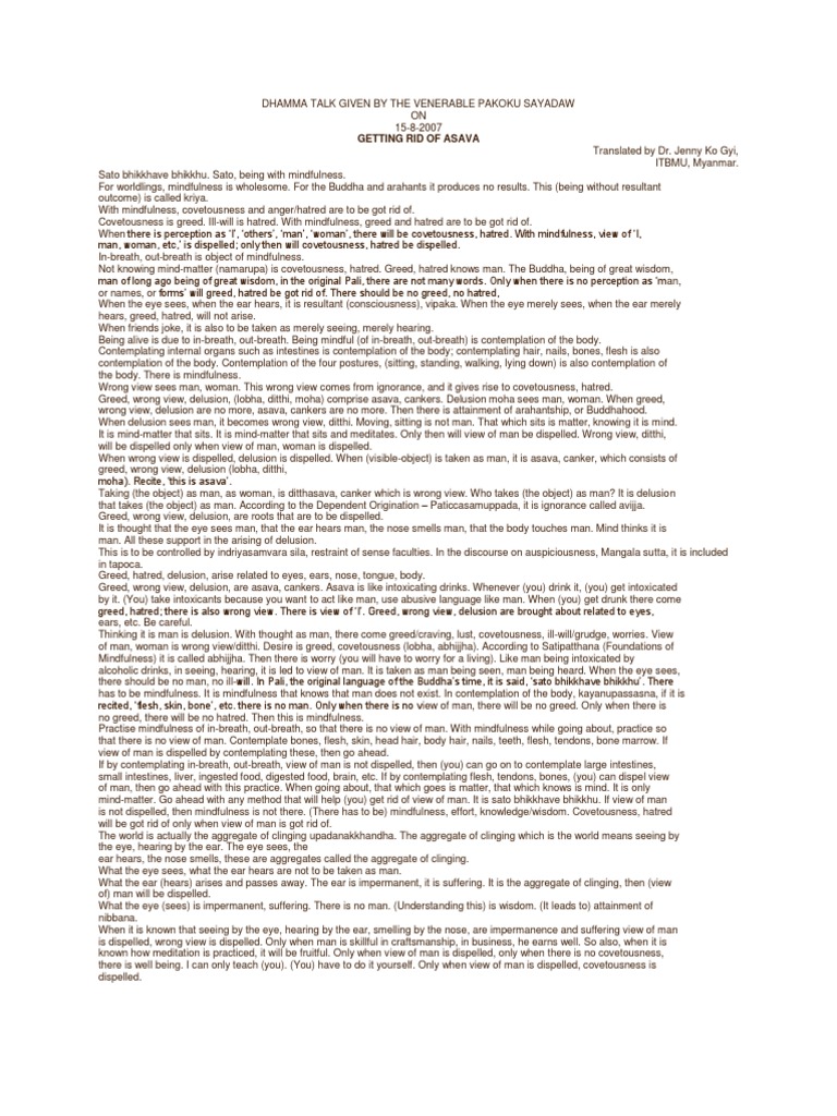 Getting Rid of Asava | PDF | Sati (Buddhism) | Seven Deadly Sins