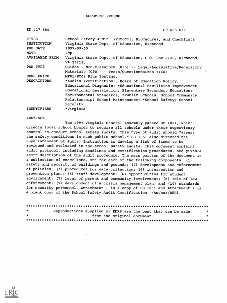 School Audit Checklists - US | Download Free PDF | Audit | Safety