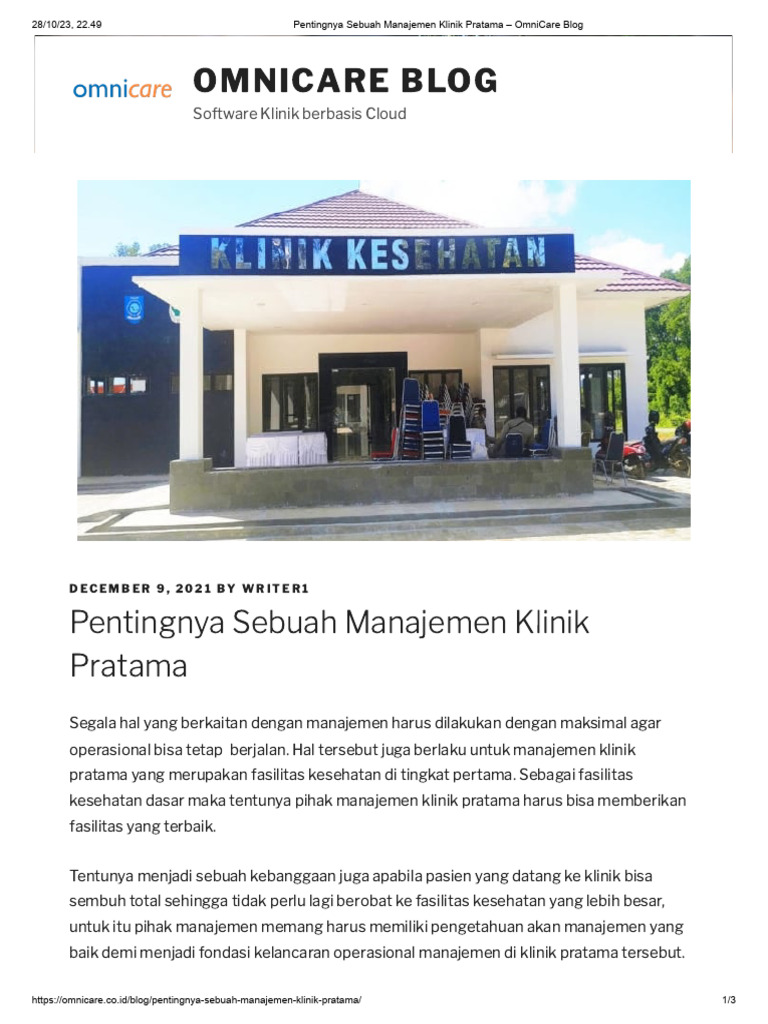 Pentingnya Sebuah Manajemen Klinik Pratama Pdf