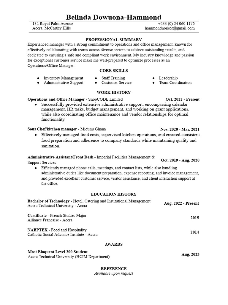 Belinda Dowuona-Hammond CV | PDF
