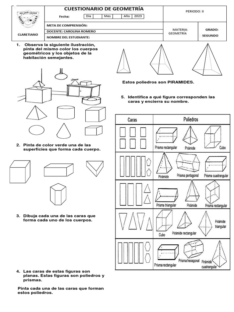 Cuestionario de Geometría Segundo Periodo 2 | PDF