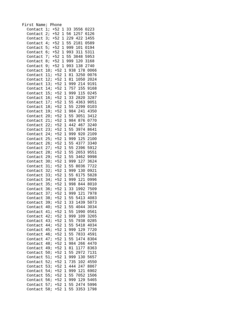 Mobile Number List for Contacts | PDF