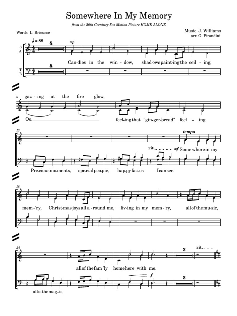 Somewhere in My Memory - SATB | PDF