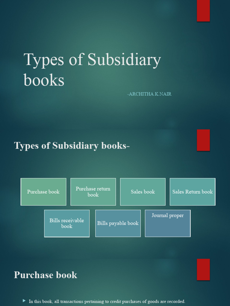 Types of Subsidiary Books | PDF | Cash | Finance & Money Management