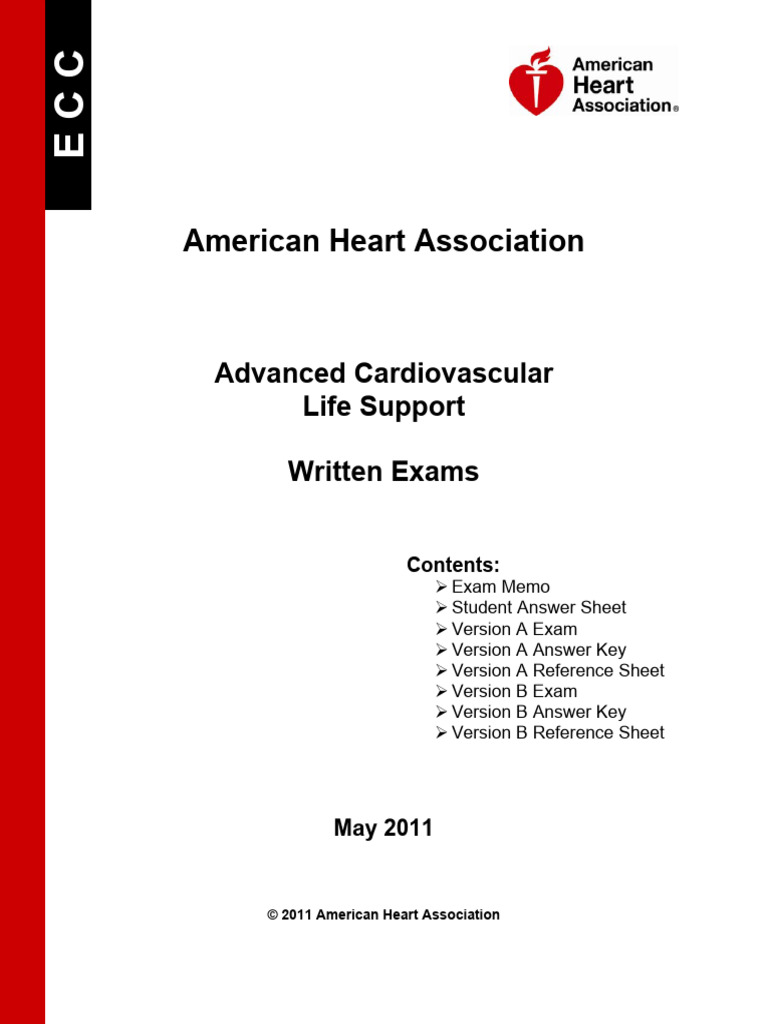 ACLS Exam - A&B Versions | PDF | Cardiopulmonary Resuscitation ...