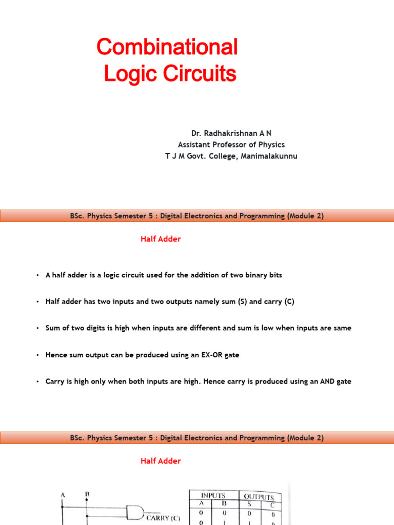 Combinational Logic Circuits - Module 2 - Sem 5 | PDF | Digital Electronics | Logic Gate