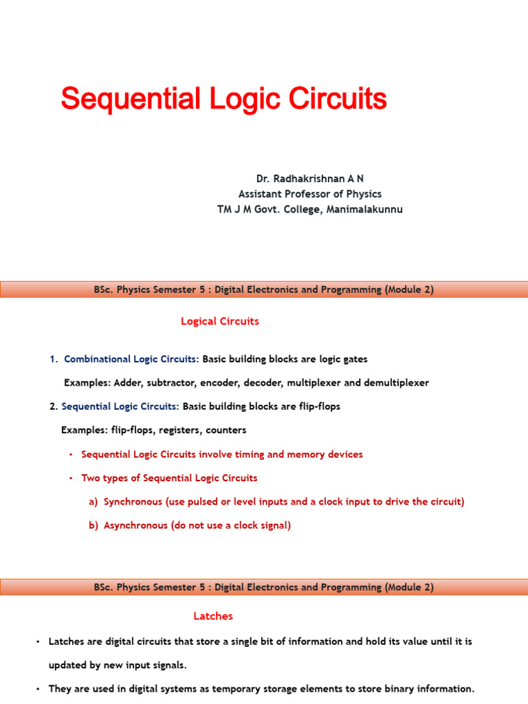 Sequential Logic Circuits - Module 3 - Sem 5 | PDF | Analog To Digital Converter | Logic Gate