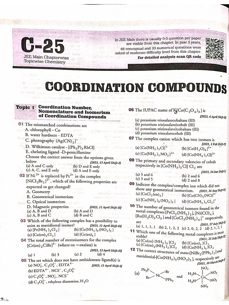 Coordination Compounds - IIT JEE Qs | PDF