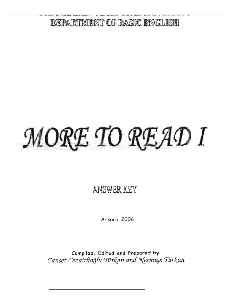 More To Read 1 Answerkey | PDF
