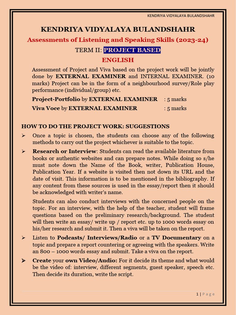 English Project - Instruction&topics - Xii | PDF