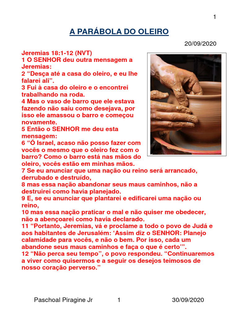 5648 02 A Parábola Do Oleiro Parte 1 Sua Vida Está Nas Mãos De Deus