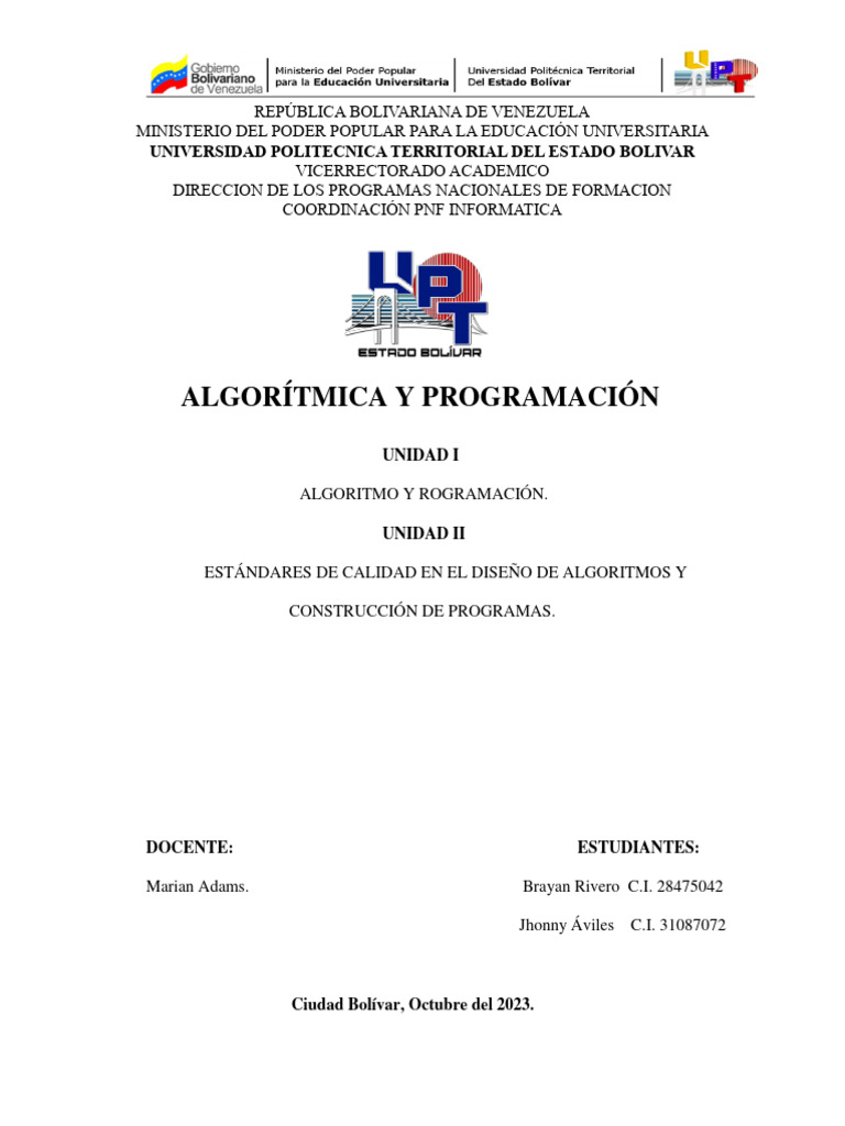 Taller Contenido I y II Algoritmica y Programación | PDF | Programa de computadora | Programación