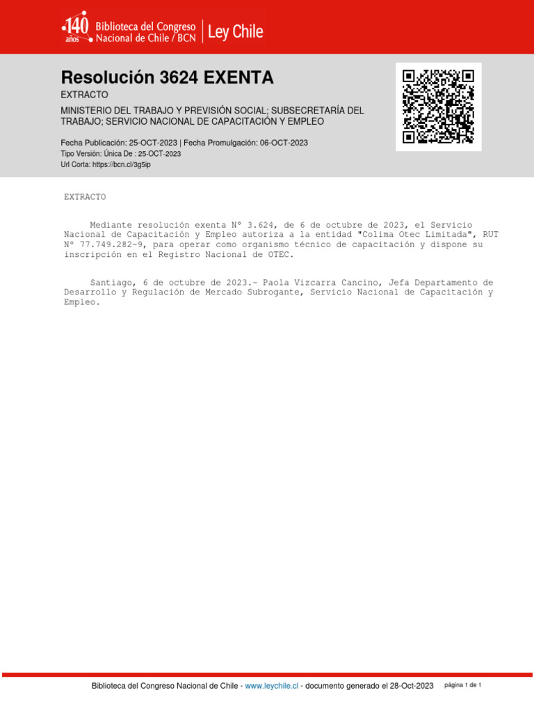Resolucion-3624 EXENTA - 25-OCT-2023 | PDF
