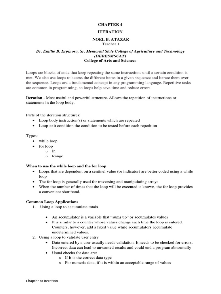 Chapter 4 - Iteration | PDF | Control Flow | Computing Chapter 4 - Iteration | PDF | Control Flow | Computing