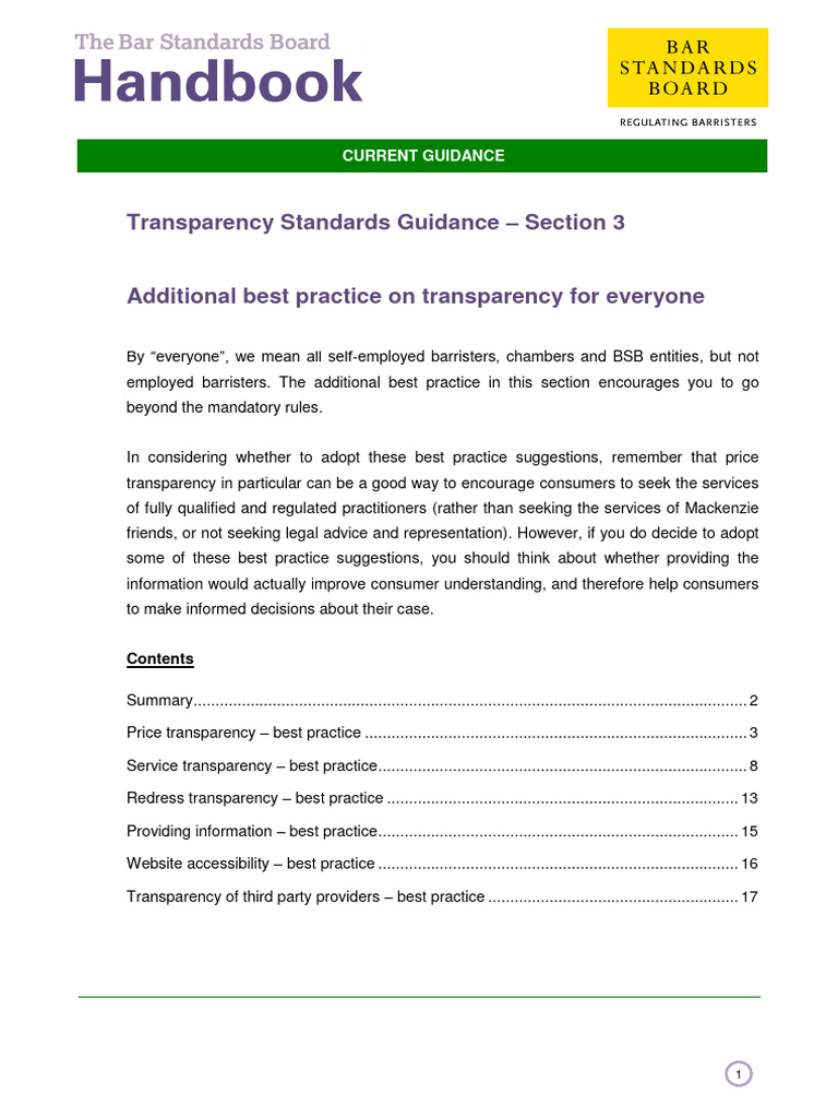Transparency Standards Guidance 4 Section 3 | PDF | Costs In English ...