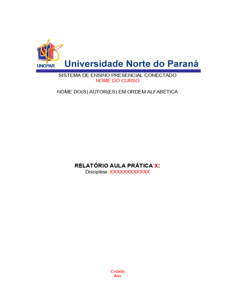 MODELO RELATÓRIO AULAS PRÁTICAS Unopar | PDF