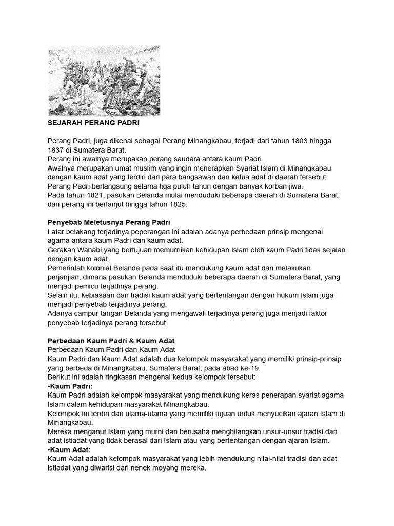 Sejarah Perang Padri di Sumatera Barat | PDF | Politik | Sejarah