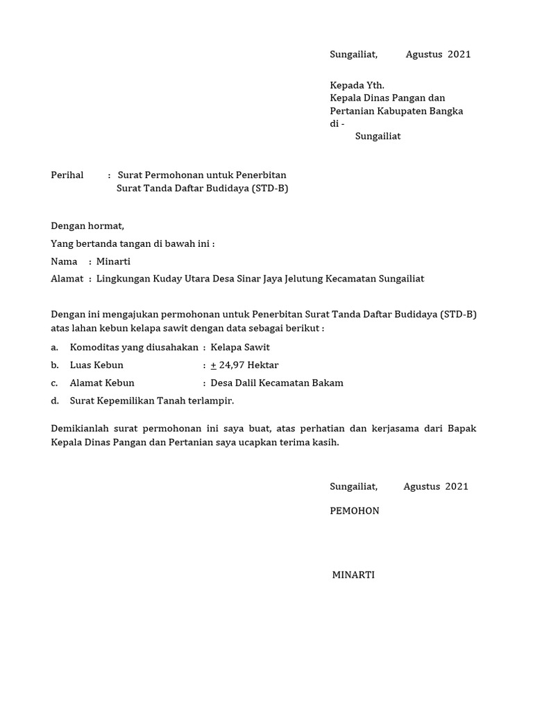 Surat Permohonan STDB | PDF