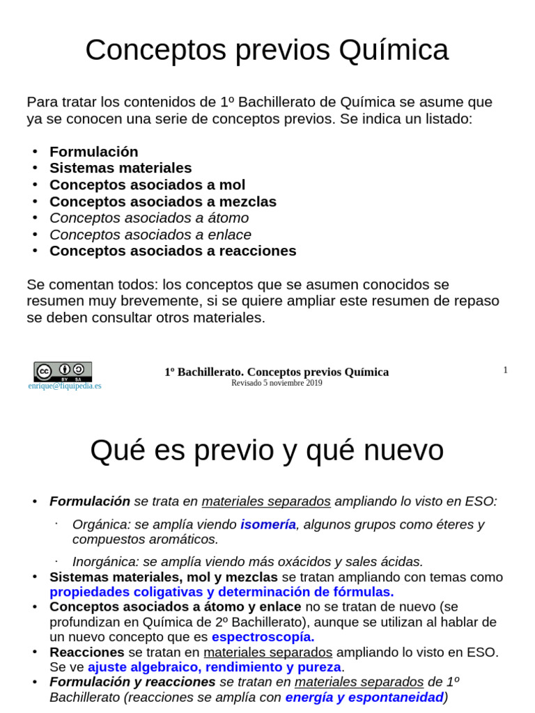 Conceptos Previos de Quimica | PDF | Concentración | Gases