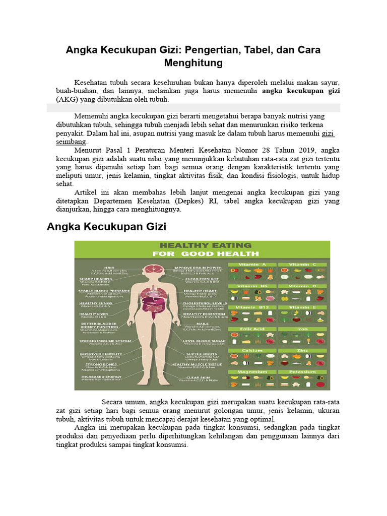 Angka Kecukupan Gizi | PDF