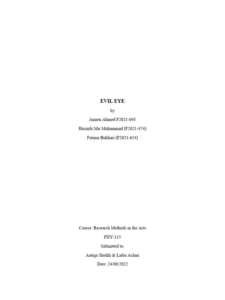 Evil Eye Final Paper | PDF