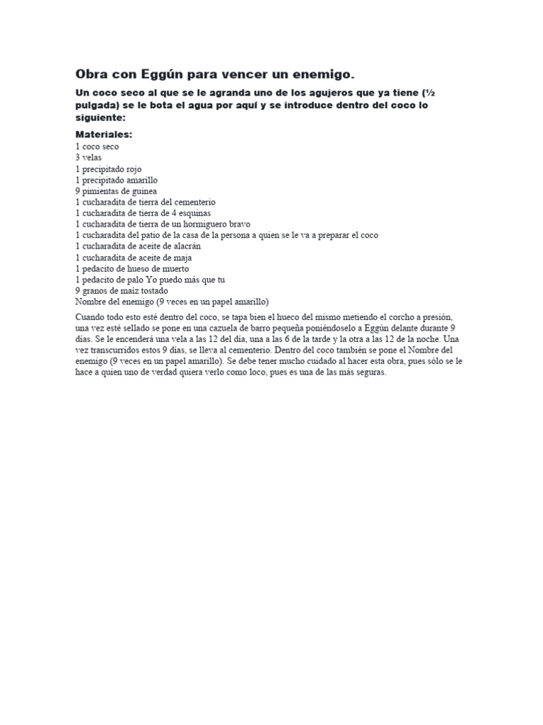 Obra Con Eggún para Vencer Un Enemigo | PDF | Arte