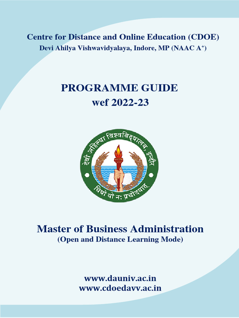MBA Programme Guide - CDOE DAVV 2022-23 | PDF | Economics | Demand