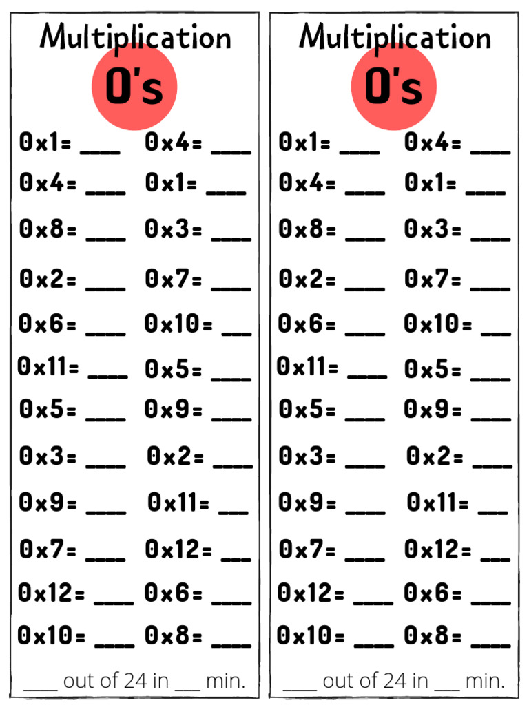 Large Print Multiplication Timed Tests | PDF