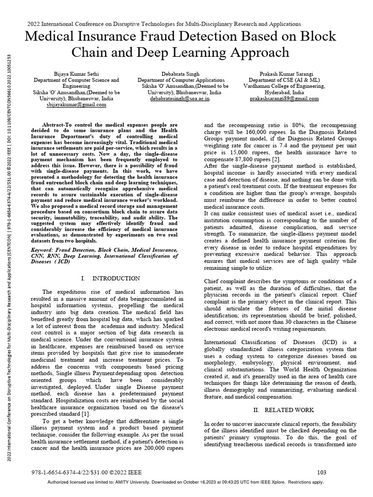 Medical Insurance Fraud Detection Based On Block Chain and Deep Learning Approach | PDF | Deep ...