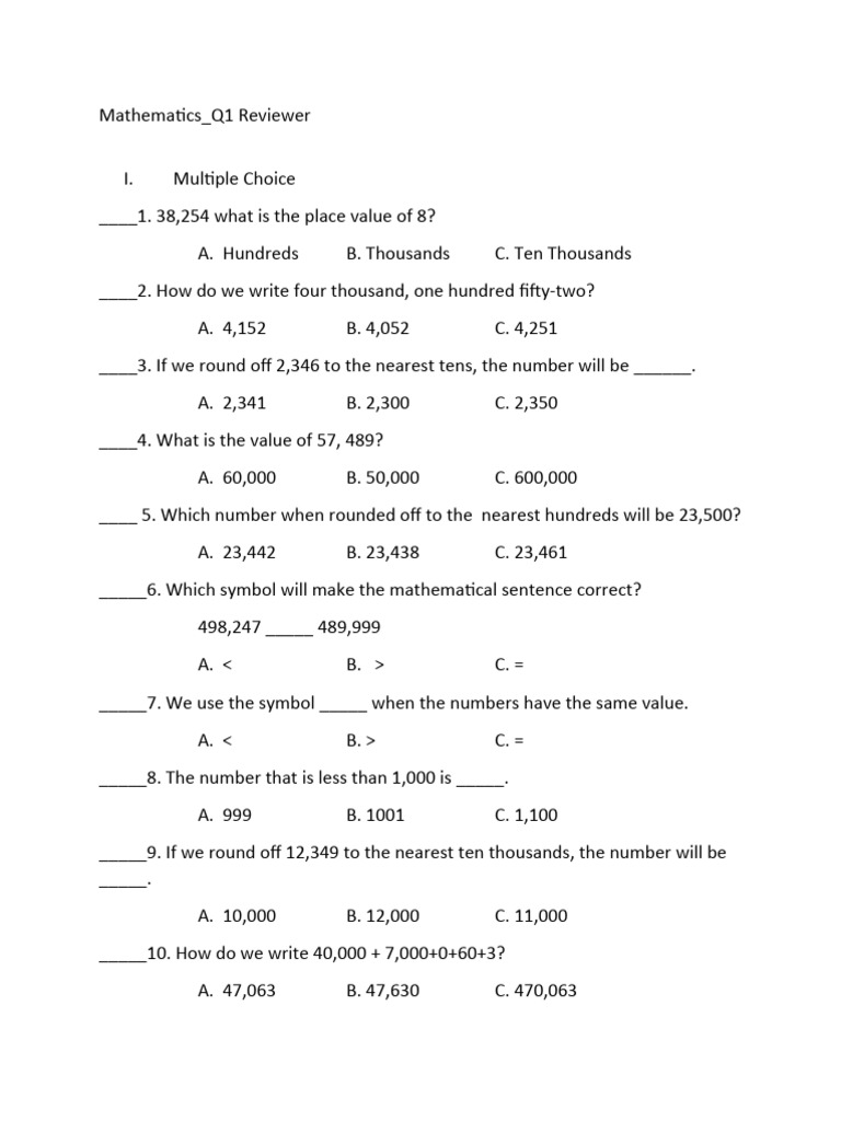 Mathematics - Periodical Test Q1 Grade 3 | PDF | Numbers | Mathematics