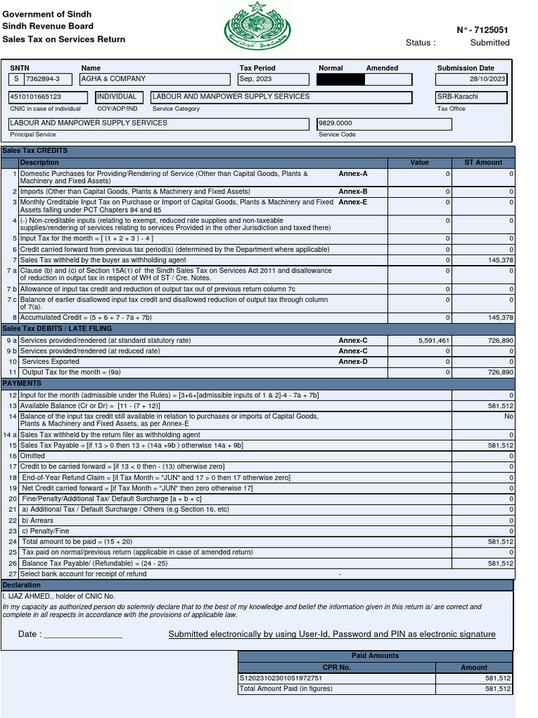 Asfand Yar SST Sep 23 Sub | PDF | Finance & Money Management