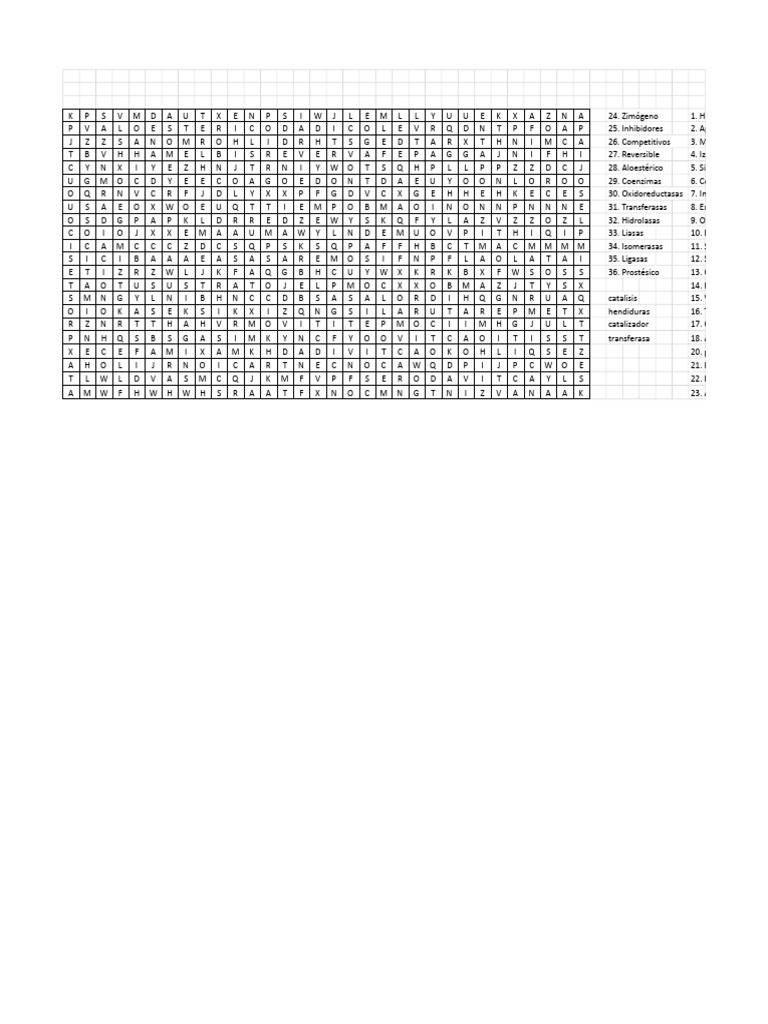 Sopa Letras Enzimas | PDF