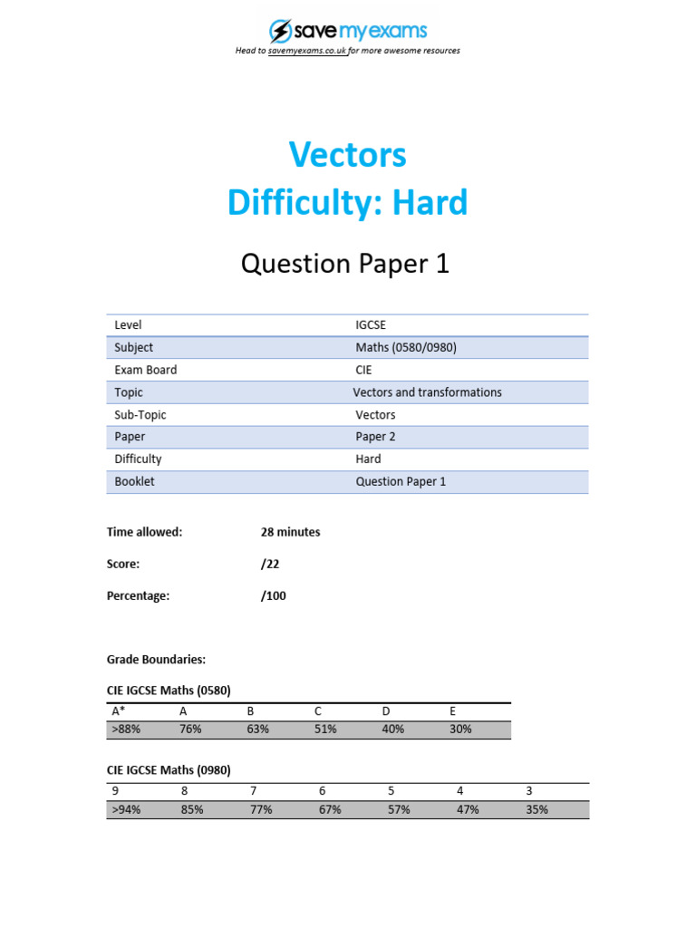 E7.1 Vectors 2a 4 - Paper 2 - Saq - QP | PDF | Mathematics | Kinematics