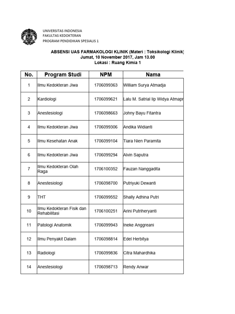 Absensi Pembagian Ujian - UAS Prof. Amir & Prof. Frans | PDF
