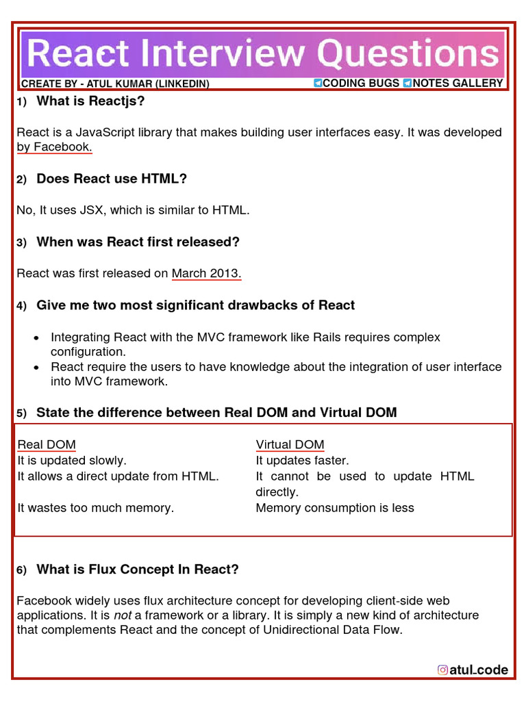 React Interview Questions With Examples | PDF | Systems Engineering | Computer Science