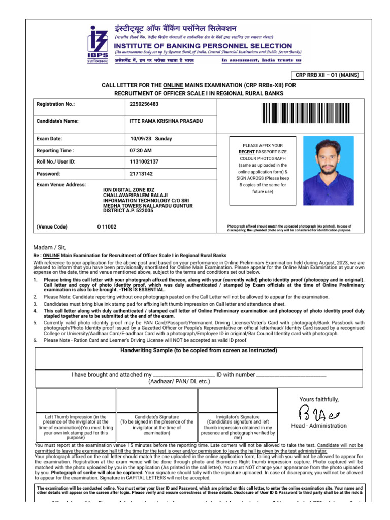 Common Recruitment Process For RRBs (CRP-RRBs-XII) For Recruitment of Group - A - Officers ...