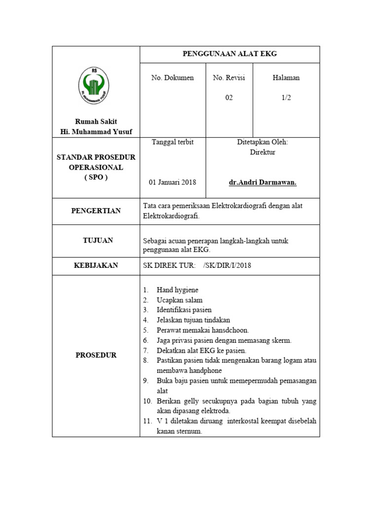 SPO Pemasangan EKG | PDF